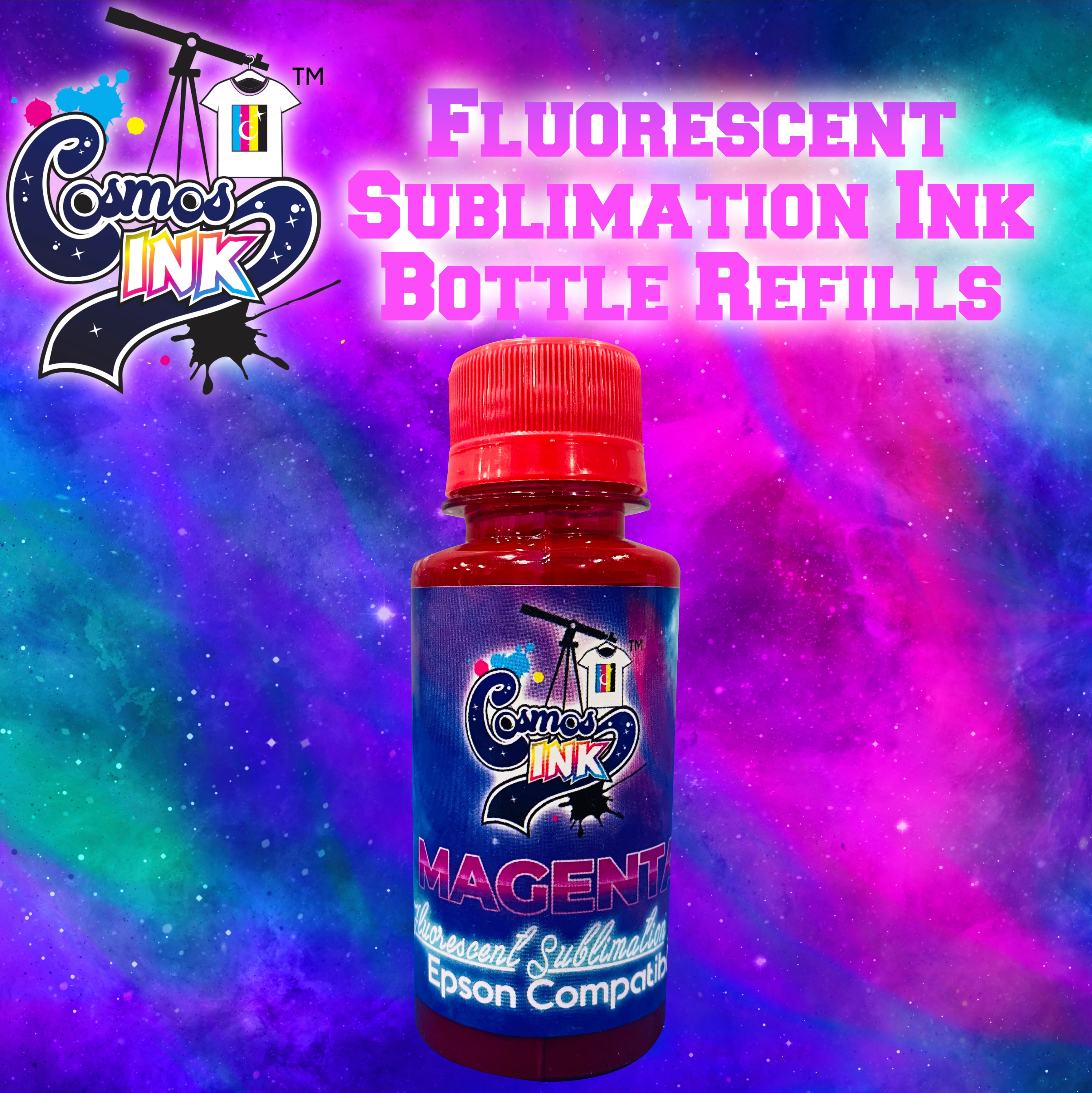 Epson Printer Fluorescent Sublimation Ink Refills | Cosmos Ink®