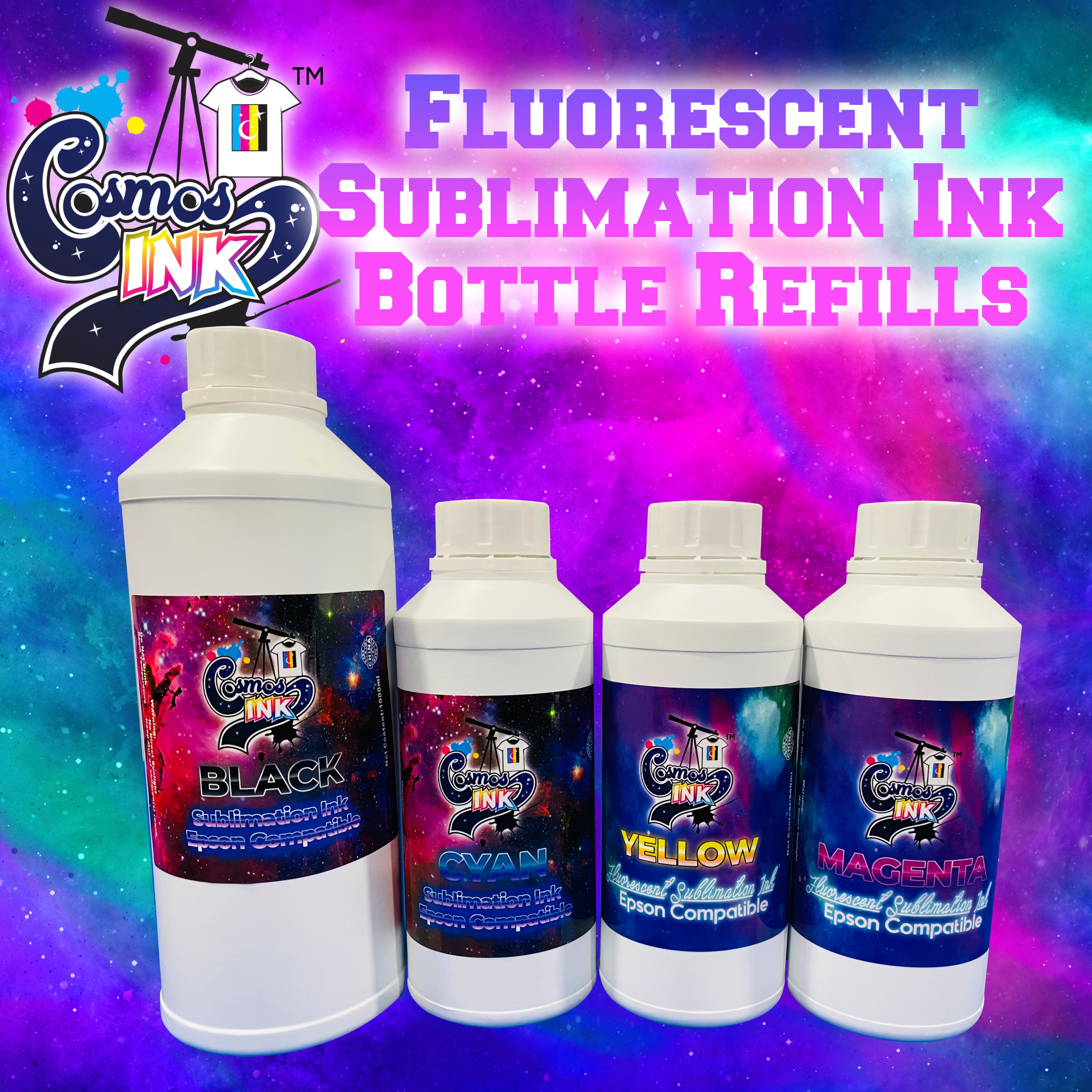 Epson Printer Fluorescent Sublimation Ink Refills | Cosmos Ink®