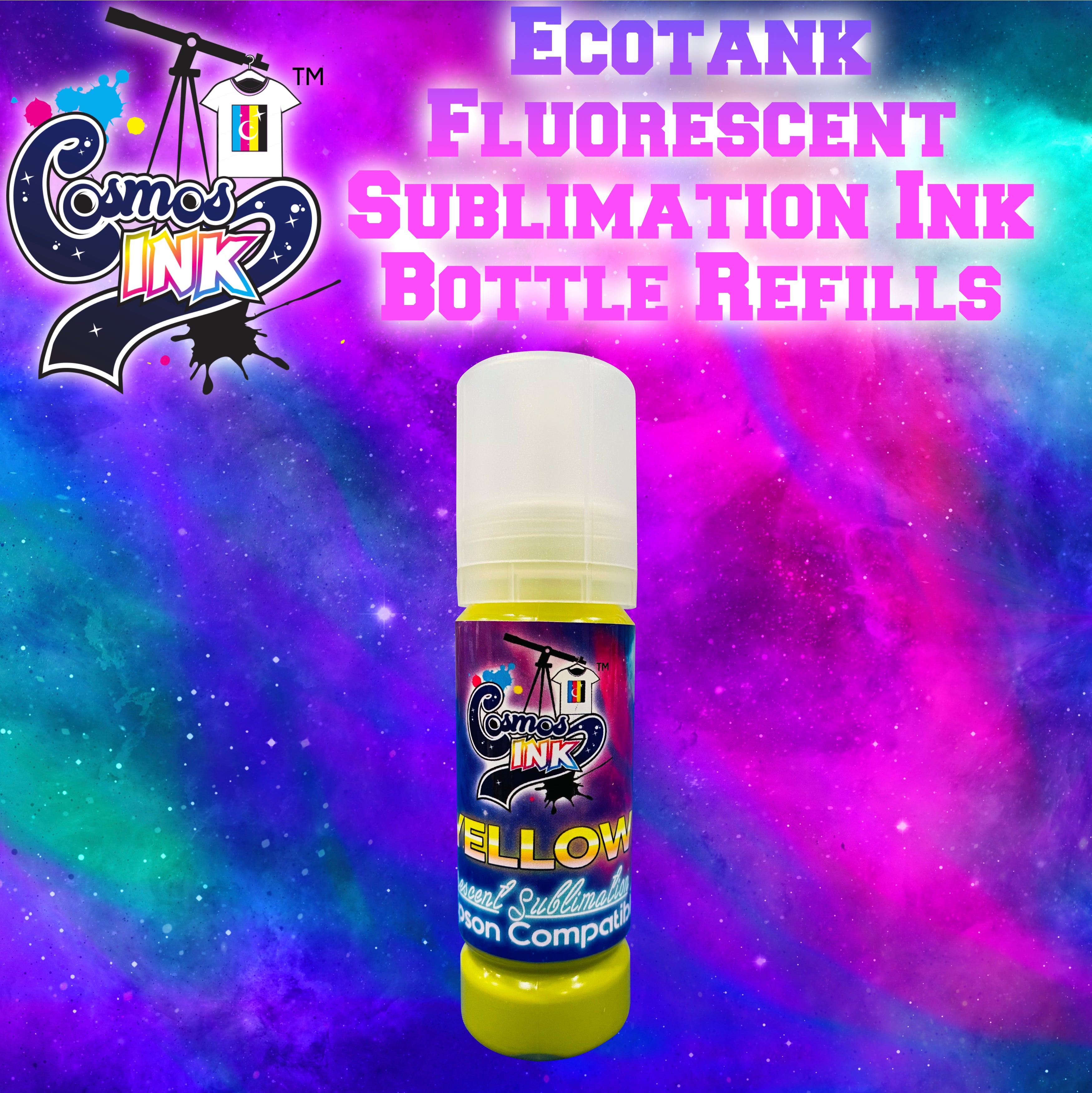 Epson EcoTank Printer Fluorescent Sublimation Ink Refills | Cosmos Ink